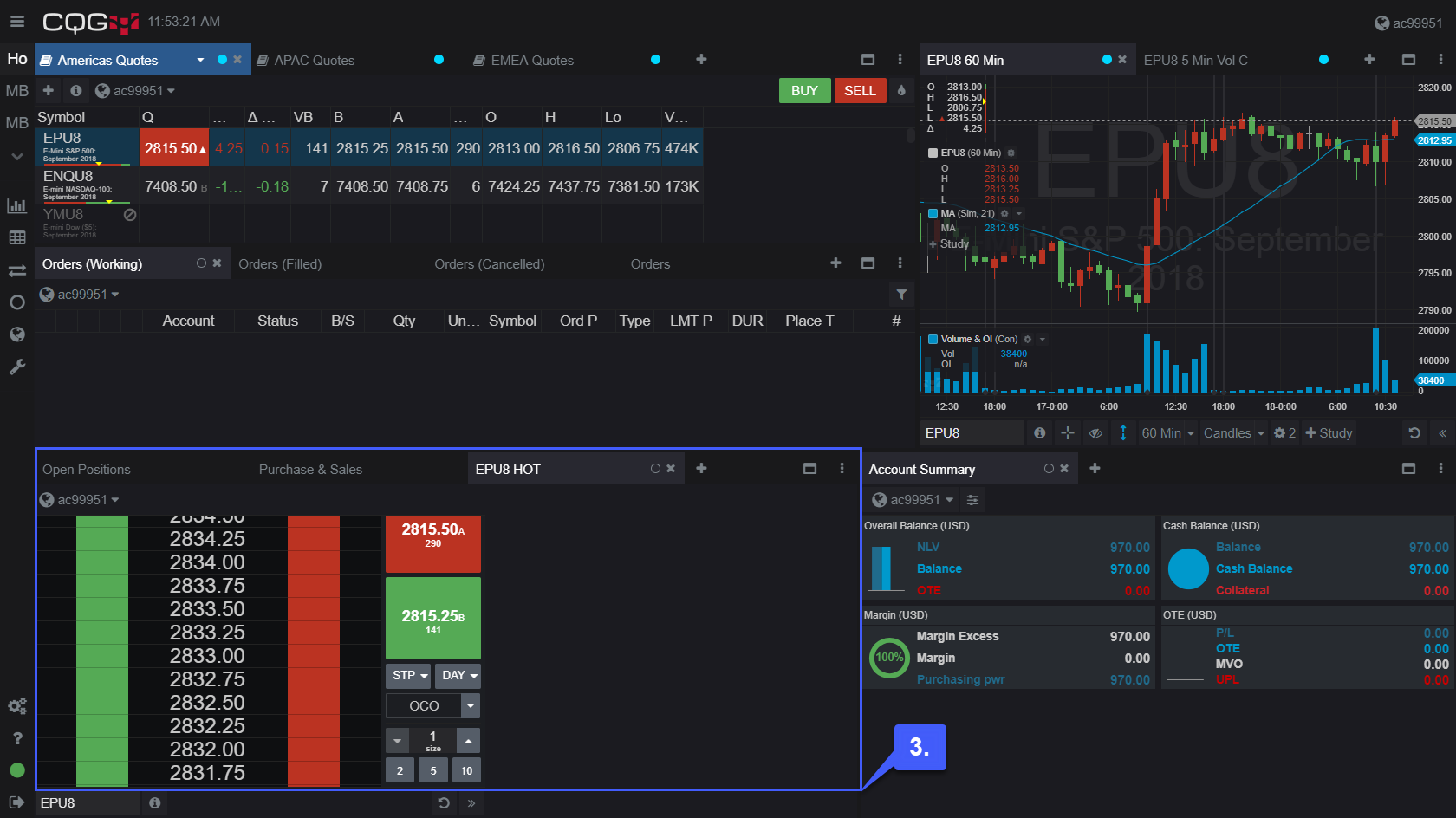 How do I open a Trading DOM on CQG Desktop?